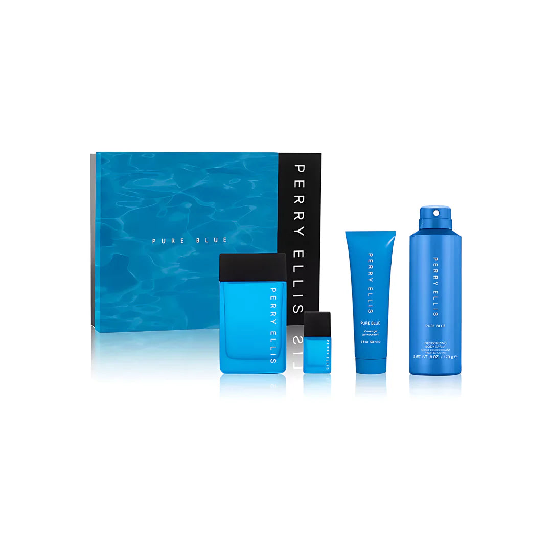 PERRY ELLIS PURE BLUE 4PC SET, MEN'S GIFT SET, EDT – Shangri-la Perfumes