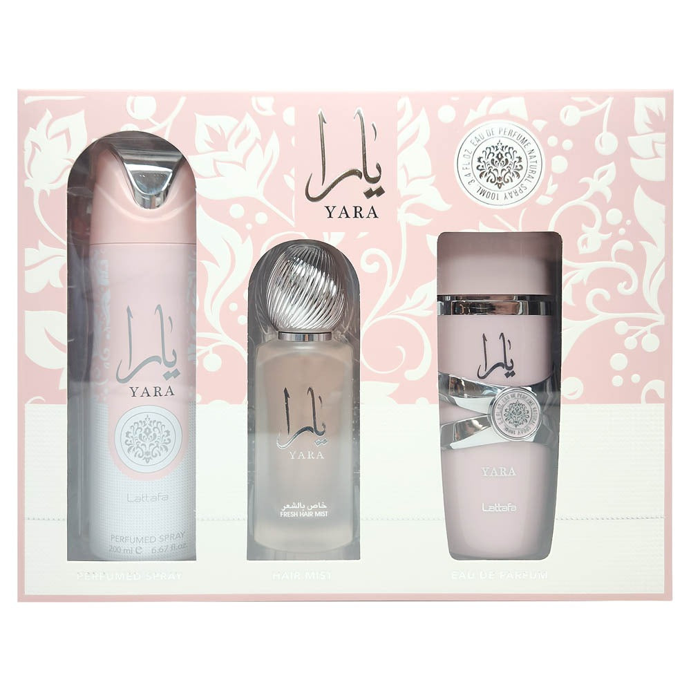 LATTAFA YARA 3PC SET, WOMEN'S GIFT SET, EDP – Shangri-la Perfumes